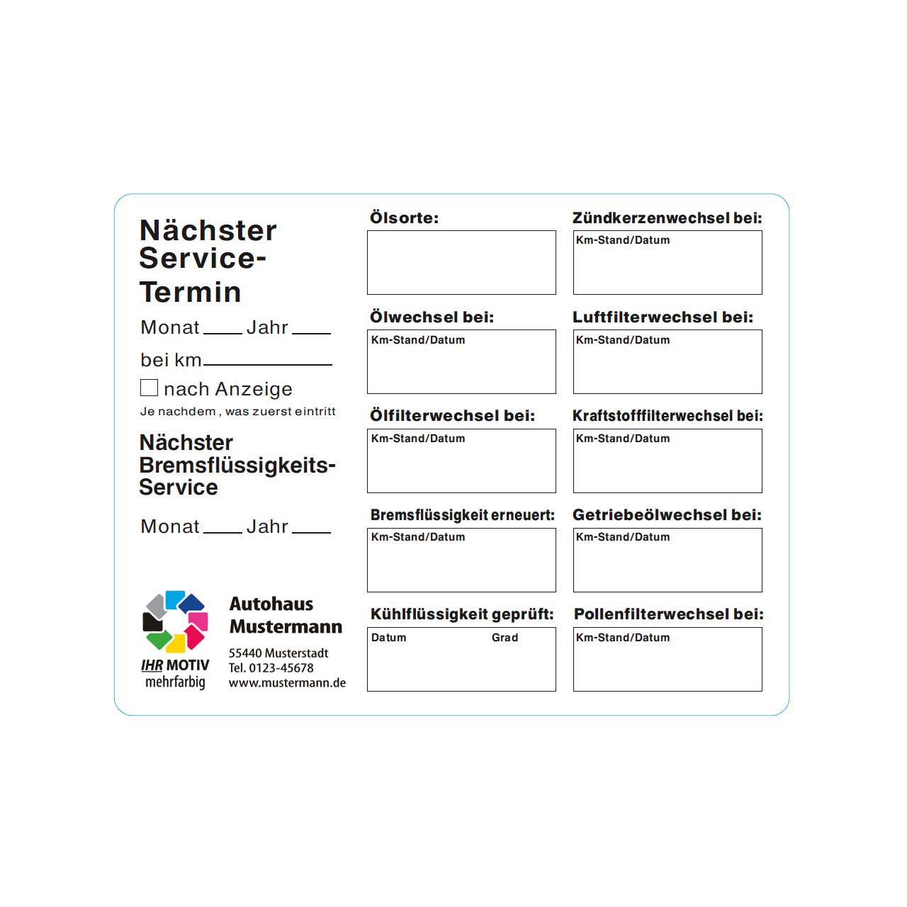 Service-Aufkleber aus PVC-Folie, mit Firmeneindruck, Größe 110 x 85 mm ...