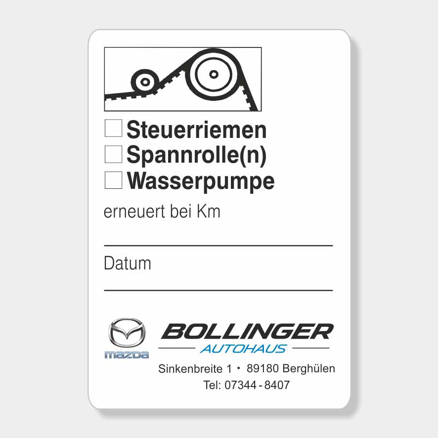 Service-Aufkleber aus PVC-Folie, Größe: 45 x 65 mm, Motiv "Steuerriemen ...