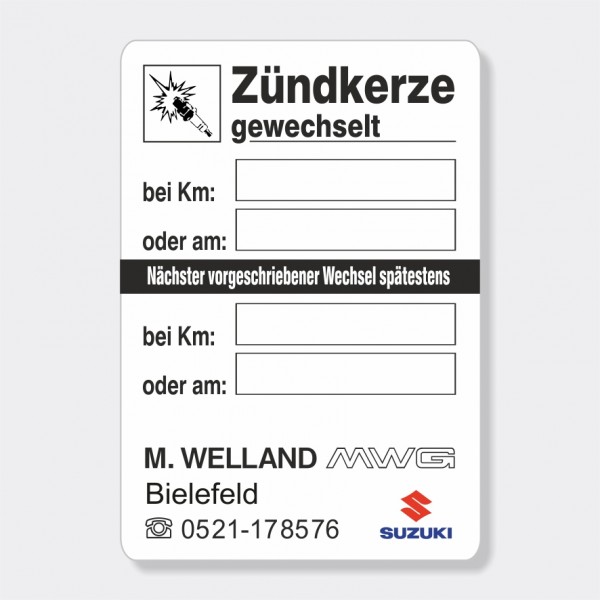 Service-Aufkleber aus PVC-Folie, Größe: 45 x 65 mm, Motiv "Zündkerze"